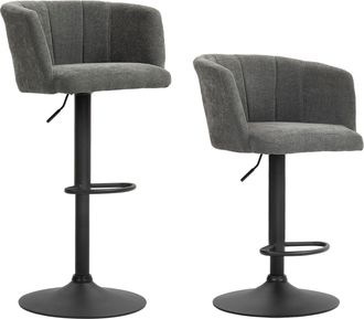 HOMCOM 2er-Set Barhocker, Bistrohocker mit Fußstütze, Drehbar Barstuhl, Höhenverstellbar Küchenhocker mit Leinenbezug, für Wohnzimmer, Esszimmer, Dunkelgrau