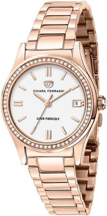 Chiara Ferragni Femme, Accessoires, Jaune, Taille: ONE Size Montre multicolore en acier inoxydable rose et blanc