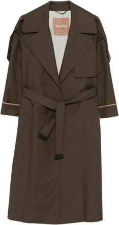 Max Mara Femme, Manteaux, Vert, Taille: 34 FR Trench-coat ceintur&eacute; en twill hydrofuge