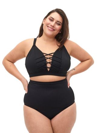 Zizzi Swim by Damen Große Größen Bikini Hose Hohe Taille Gr 58 Black