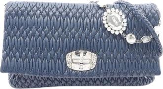 Miu Miu Pre-owned Nappa Crystal Matelasse 2way shoulder bag - Femme - Pre-owned - Bleu - Taille: ONE Size