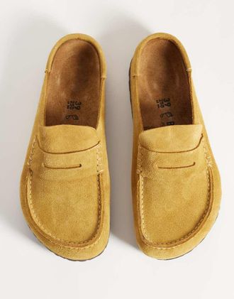 Birkenstock Unisex-Clogs Naples aus Wildleder in Korkbraun-Gelb