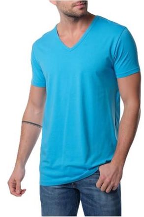 Hopenlife HopenLife Konoha T-Shirt Uni Manches Courtes Col V Homme Turquoise L