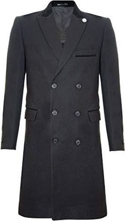TruClothing Manteau dHiver Charbon Noir Chaud &agrave; Double Boutonnage 3/4 Pour Homme 46