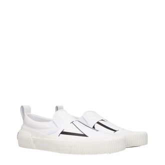 Valentino Garavani Mens White Fabric Slip-On Loafers