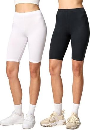 Merry Style Lot de 2 Leggings Femme Court Tenue Sport Short MS10-145 (Noir/Blanc, XL)