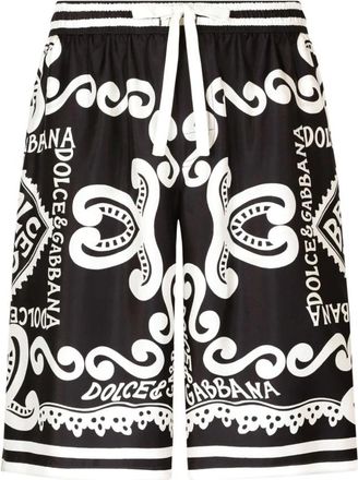 Dolce & Gabbana Logo Grafik Seiden Shorts - - Shorts - Herren - Schwarzk - M