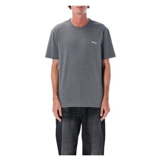 A.P.C. Heather Anthrazit T-Shirt mit Samt-Design - - Tops - Herren - Grau - S