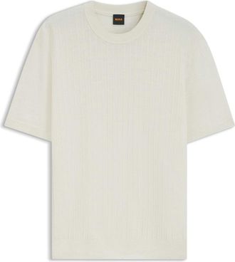 HUGO BOSS Strick-T-Shirt aus einem Leinen-Mix mit strukturiertem Streifen in