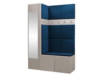 Mirjan24 Garderoben-Set Monati X, Kleiderschrank mit Spiegel, Schuhschrank + 2X Kleiderhakenbrett Gepolstertes Paneel/Wandpaneel, 6 Doppelhaken Flurgarderobe, 