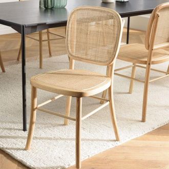 Macabane Macabane - agathe - Chaise en bois dHévéa, dossier et assise en rotin naturel