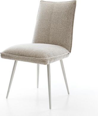 DELIFE Esszimmerstuhl Lelio-Flex Webstoff Soft Beige 4-Fu&szlig; konisch Edelstahl Taschenfederkern, Esszimmerst&uuml;hle