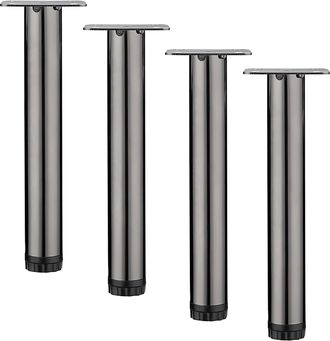 Generic Schwarze Sofabeine Aus Metall (10, 12, 13 cm) - Ersatz F&uuml;r M&ouml;bel Wie B&uuml;cherregale, Tische, Schr&auml;nke, Kommoden Mit Verstellbaren, Rutschfesten Fu&szlig;kappe