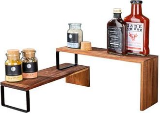 WENKO Küchenregal Mod. Vali Akazie, 2 Regalteile flexibel kombinierbar, aus FSC zertifiziertem Akazienholz, Metall-Füße, Maße (B x H x T): 36 x 8 x 12 cm un
