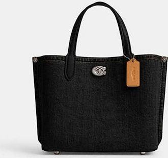 Coach Willow Tote 24 f&uuml;r Frauen in Schwarz | Kalbsleder