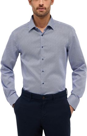 Eterna Male bedrucktes Twill Hemd Slim FIT 44_H_1/1, 1/1, blau