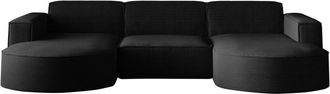 KAISER Ecksofa Designer MODENA U STUDIO stoff Dicker cord Poso Schwarz