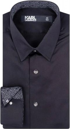 Karl Lagerfeld Homme, Chemises, Noir, Taille: XL Chemise &agrave; manches longues en coton