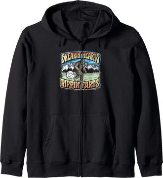 Giant Step Design Co. Breakin Hearts, Rippin Farts Funny Sasquatch Bigfoot 80s Kapuzenjacke