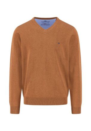 Fynch-Hatton Strickpullover aus reiner Baumwolle, mit Rundhalsausschnitt, mit Logo Stickerei