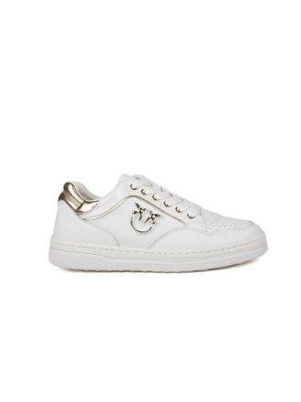 Pinko Womens Sneakers White-Light Gold Footwear - Sports White/light
