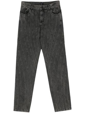 MUGLER Jeans mit Eins&auml;tzen - Schwarz