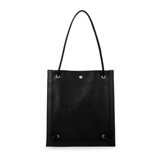Saint Laurent Flache Umh&auml;ngetasche Schwarz Leder - - Bags - Damen - Schwarzk - ONE SIZE