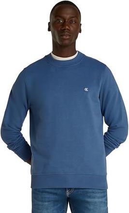Calvin Klein Sweat Homme Badge Crew Neck Regular Fit, Bleu (Blue Coast), S