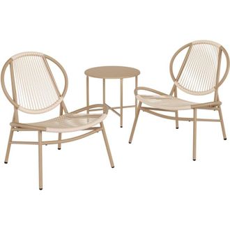 Songmics Ensemble Salon de Jardin, 3 Pi&egrave;ces, Chaises Acapulco, Salon dExt&eacute;rieur, Table dAppoint et 2 Chaises, Ensemble de Mobilier dInt&eacute;rieur et