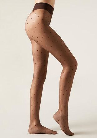 Calzedonia Transparente Strumpfhose Mit Tupfen Braun
