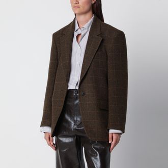 R&oacute;he Oversize-Blazer aus braun karierter Wolle