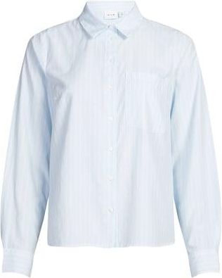 Vila Chemise droite &agrave; col classique en coton m&eacute;lang&eacute;