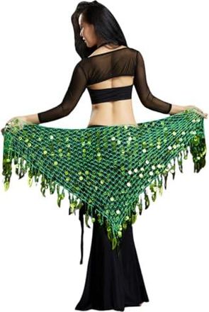 Generic Costume de carnaval 2026 avec &eacute;charpe triangulaire et hanches pour femme avec cha&icirc;ne de taille (vert clair, taille unique)