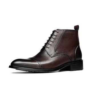 Generic Bottines Homme Cuir Vachette, Derby Montantes &agrave; Lacets & Zip, Doublure Porc, Talon 4cm, Chaussures Habill&eacute;es Ville Business,Coffee Brown,42.5 EU