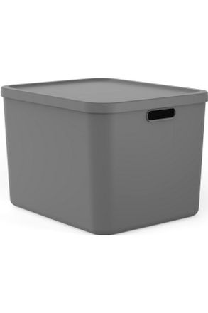 Rotho Aufbewahrungsbox Albula, Anthrazit, Kunststoff, 40.5x34x48.9 cm, Tragegriff, stapelbar, Ordnen & Aufbewahren, Aufbewahrungsboxen, Stapelboxen