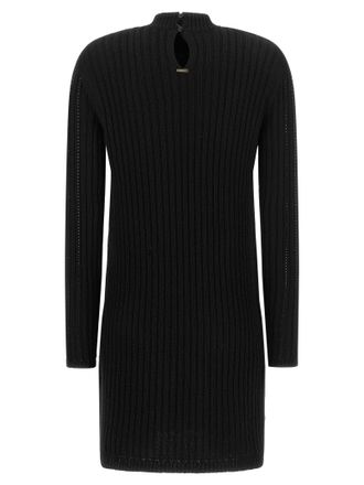 Twin-Set Rhinestone-Embellished Ribbed Knit Tunic - Black