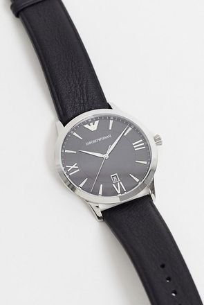 Emporio Armani AR11210 Giovanni - Montre-bracelet en cuir-Noir
