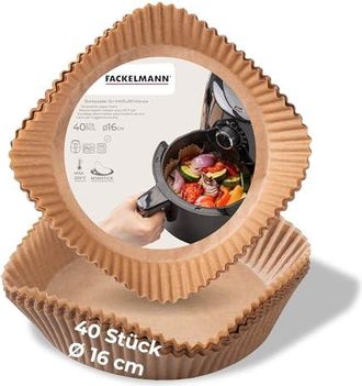 Fackelmann Fackelmann Backpapier f&uuml;r Hei&szlig;luftfritteuse - 16 x 16 cm rund, 40-teilig, &ouml;l- und wasserfest, beschichtet - hitzebest&auml;ndig bis 220C, mikrowellen- und 