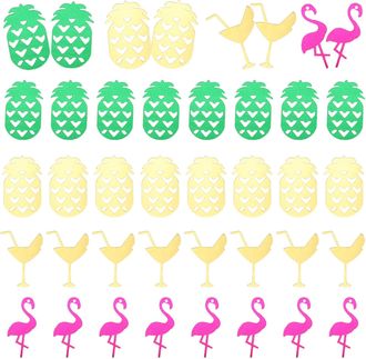 NUOBESTY Hawaiian Party Konfetti mit Gr&uuml;nem Gelbem Ananas Weinglas Flamingo Pailletten Bunte Tischdekoration f&uuml;r Hochzeit Geburtstag Shower Tropisches Partyzub