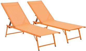 Sweeek 2er-Set Sonnenliegen aus Stahl mit Textilene, vierfach verstellbar