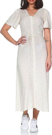 Vero Moda Damen Maxi Viskose Kurzarm-Kleid VMAlba langes Sommerkleid mit Blumen-Muster 10330301 Birch Alia Pastel Lavender XS