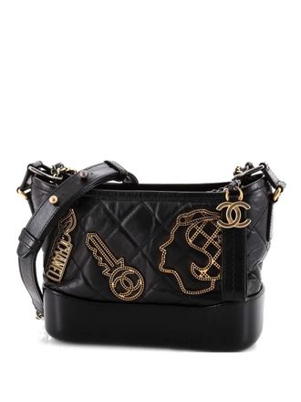 Chanel Gabrielle Embellished Quilted Aged Calfskin Small hobo bag - Noir