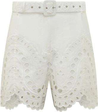 Charo Ruiz Ibiza Femme, Shorts, Blanc, Taille: 36 FR Dune Belted Shorts