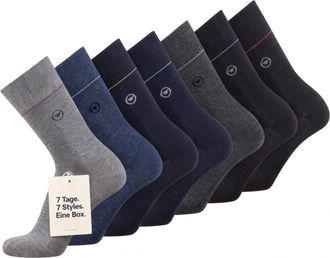 Tom Tailor Herren Socken 7er Box - 7 Days Geschenkbox, 7 Paar Baumwollsocken mit Sortierhilfe, hoher Baumwollanteil, perfekte Passform f&uuml;r Alltag & Freizeit, Gr&ouml;