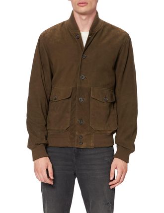 Hackett Mens Suede Blouson Jacket, 728OLIVE, S