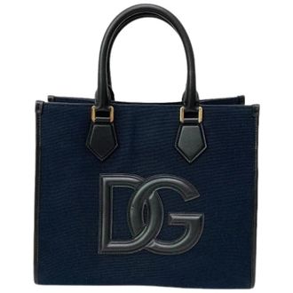 Dolce & Gabbana Pre-owned Lederpaspel Canvas Shopper - - Pre-owned - Damen - Blau - ONE SIZE