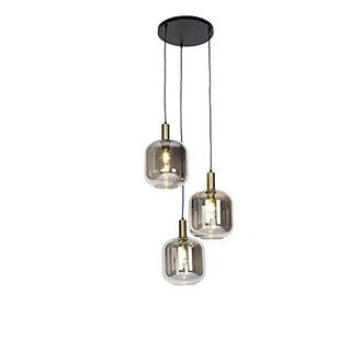 QAZQA zuzanna - Suspension multiples - 3 lumi&egrave;re - &Oslash; 60 cm - Noir et Or - Design - &eacute;clairage int&eacute;rieur - Salon I Chambre I Cuisine I Salle &agrave; manger