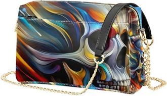 Mnsruu Sacs à bandoulière en cuir pour femme, motif tête de mort abstraite, sac à main