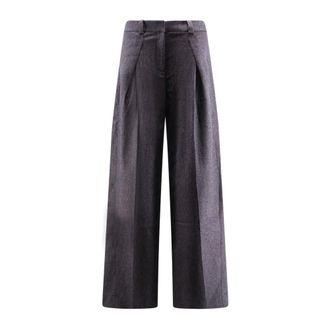 HUGO BOSS Taflong Hose mit Bundfalten - - Trousers - Damen - Blau - 2XL