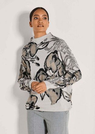 Madeleine Langarmshirt Langarm Pullover mit floralem Muster Rundhals-Oberteil, florales Muster, Strassdetails